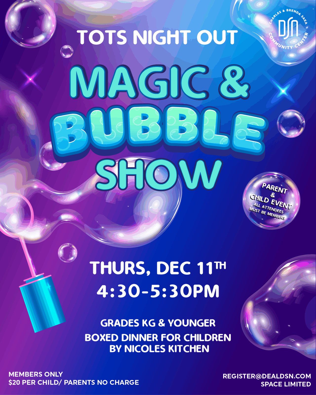 Tots Night Out - Magic & Bubble Show - Deal Sephardic Network